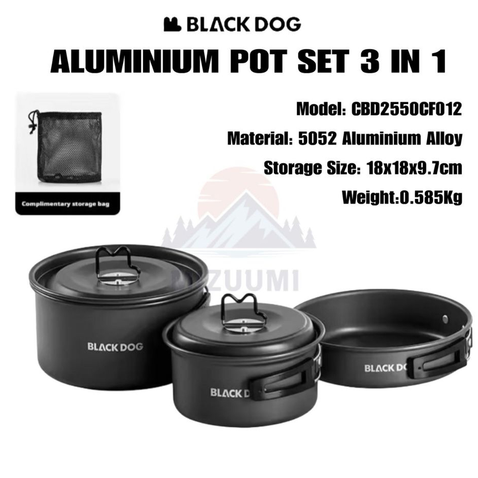 BLACKDOG Camping Cookware Set Aluminum Alloy Large Capacity Pot Frying ...