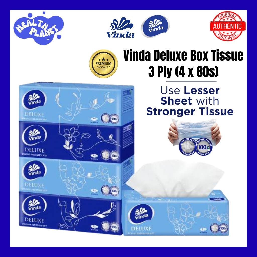 Vinda Deluxe Box Facial Tissue 3 Ply (4 x80s) | Shopee Malaysia