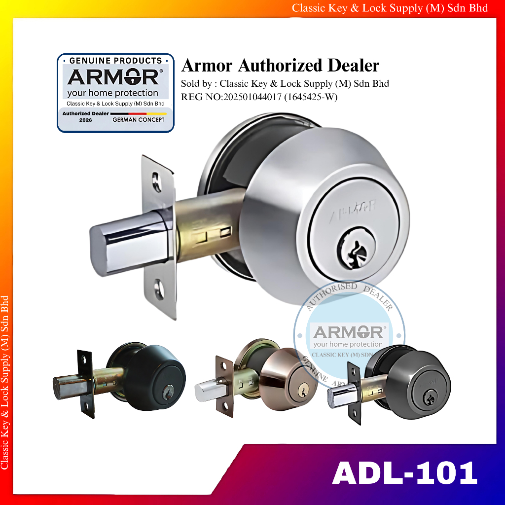 ARMOR deadbolt door lock ADL-101 Stainless Steel | Shopee Malaysia
