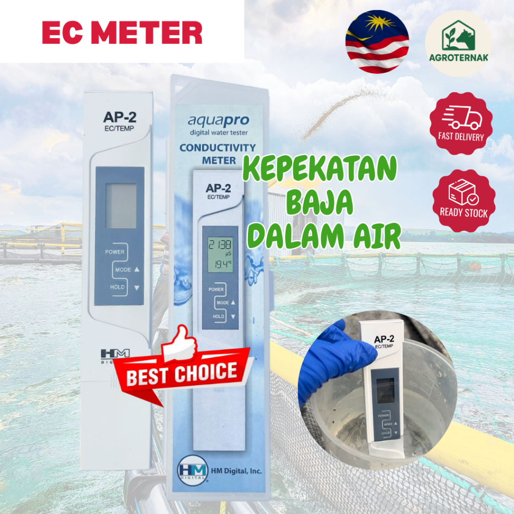 EC Meter Aquapro AP-2 Hydroponic Aquaponic Leaching Measure Ukur EC ...