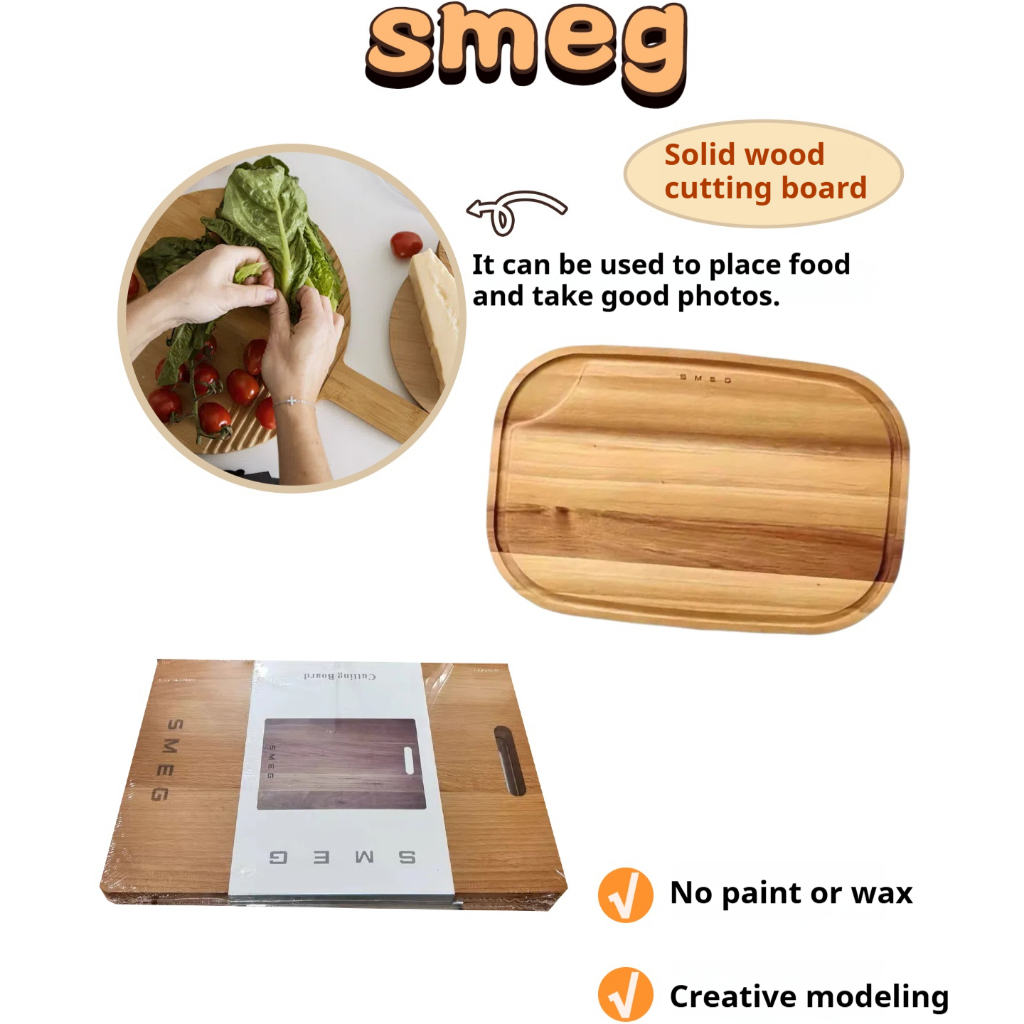 Italian SMEG Cutting Board Chopping Board Double Side Acacia Wood ...