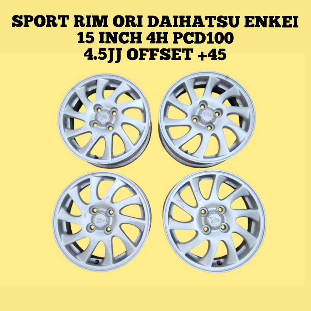 Sport Rim 15 Inch 4H Pcd 100 Ori Daihatsu For Perodua Axia Viva Wira ...