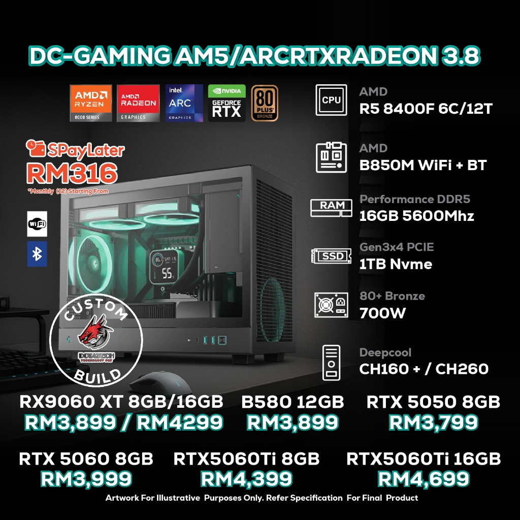 DOTATECH DC-GAMING AM5/ARCRTXRADEON 3.8 - CUSTOM PC GAMING PACKAGE - R5 ...