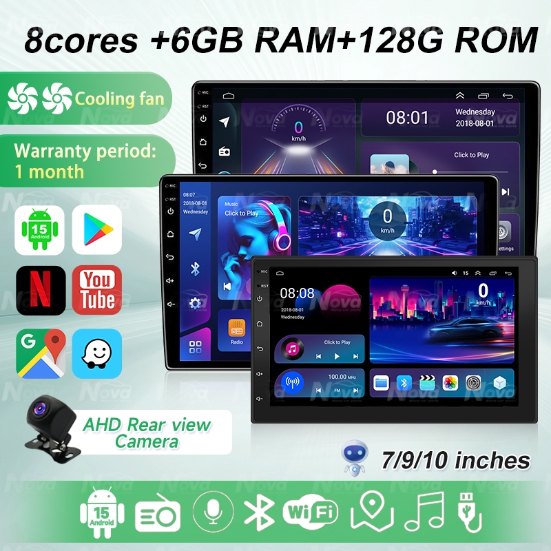 Android Player 8 Core+6GB+128GB 7"9"10" inch Dual Cooling Fan Car ...