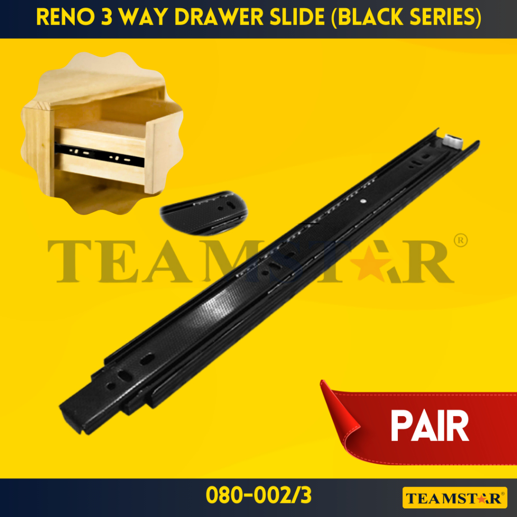 TEAMSTAR RENO 3 Way Drawer Slide 30KG Black Series | Shopee Malaysia