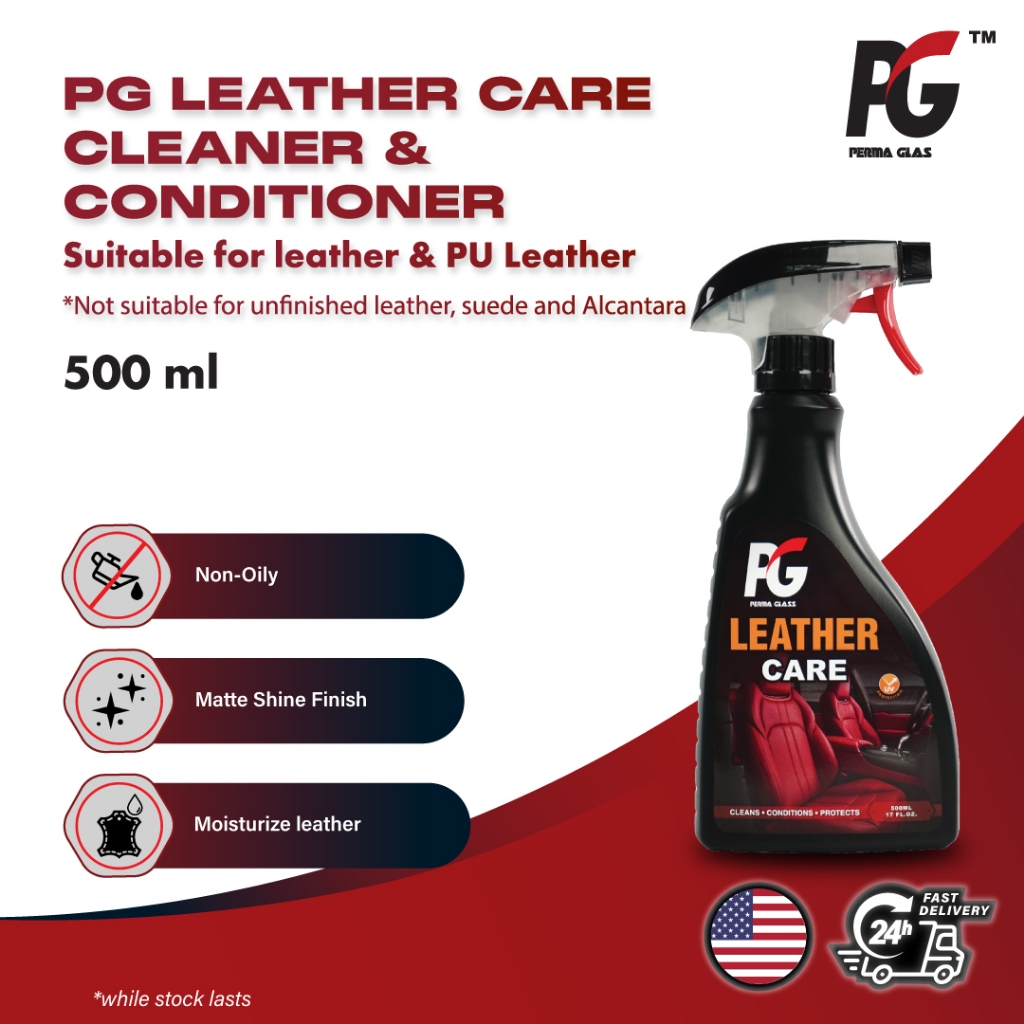 PG Leather Care Cleaner & Conditioner (500ml) | UV Protection, Non ...