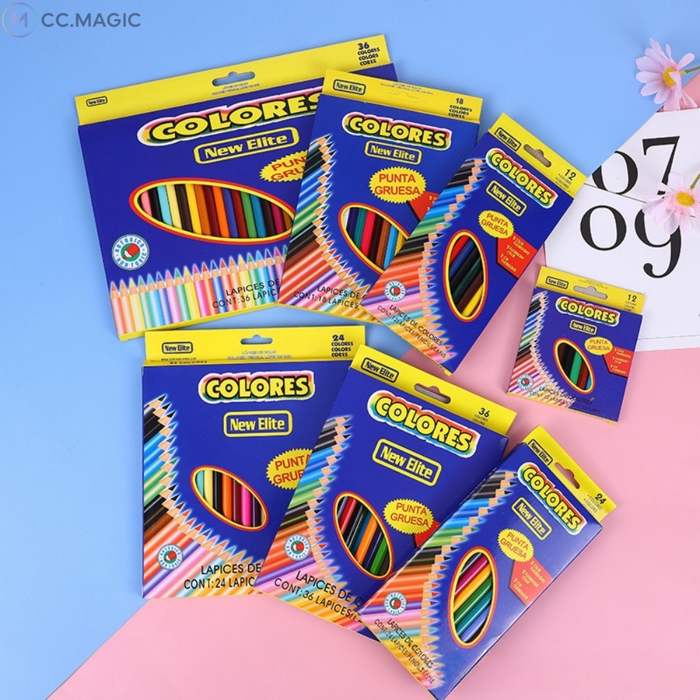 Pensel Warna Kayu 6/12/24/36 Pcs Kanak-Kanak Colour Pencils Set Sekolah ...