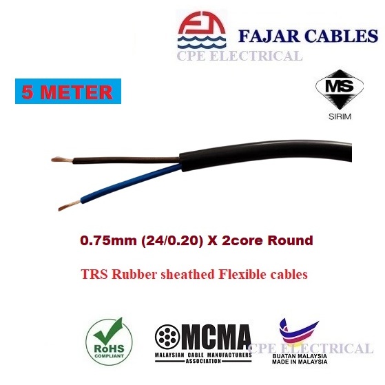 FAJAR TRS 0.75mm (24/0.20) X 2 core Round TRS Cable 100% Pure Copper ...