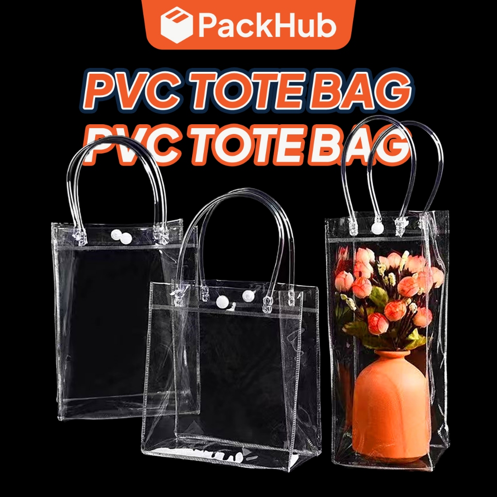 PVC Clear Handle Bag Transparent Beg Tote Beg Plastik Door Gift Hadiah ...