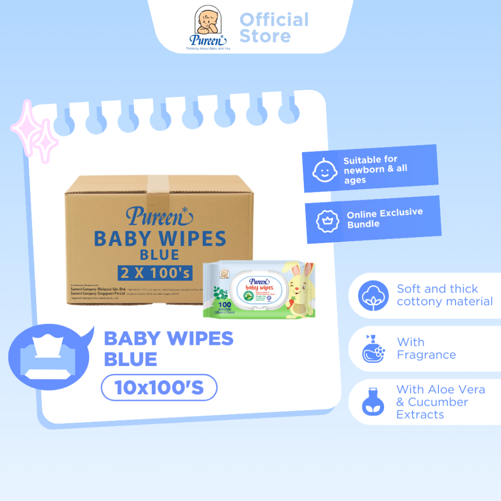 [Bundle Deals] Baby Wipes (Blue) With Fragrance (10x100's) | Shopee ...