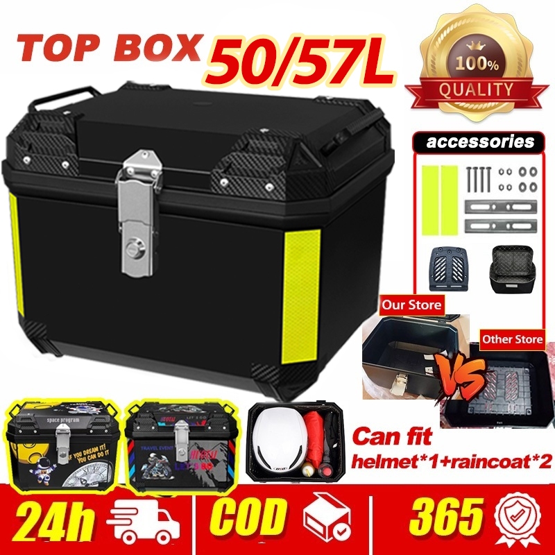 50/57 Liter Top box Motorcycle ABS box motosikal with universial Base ...
