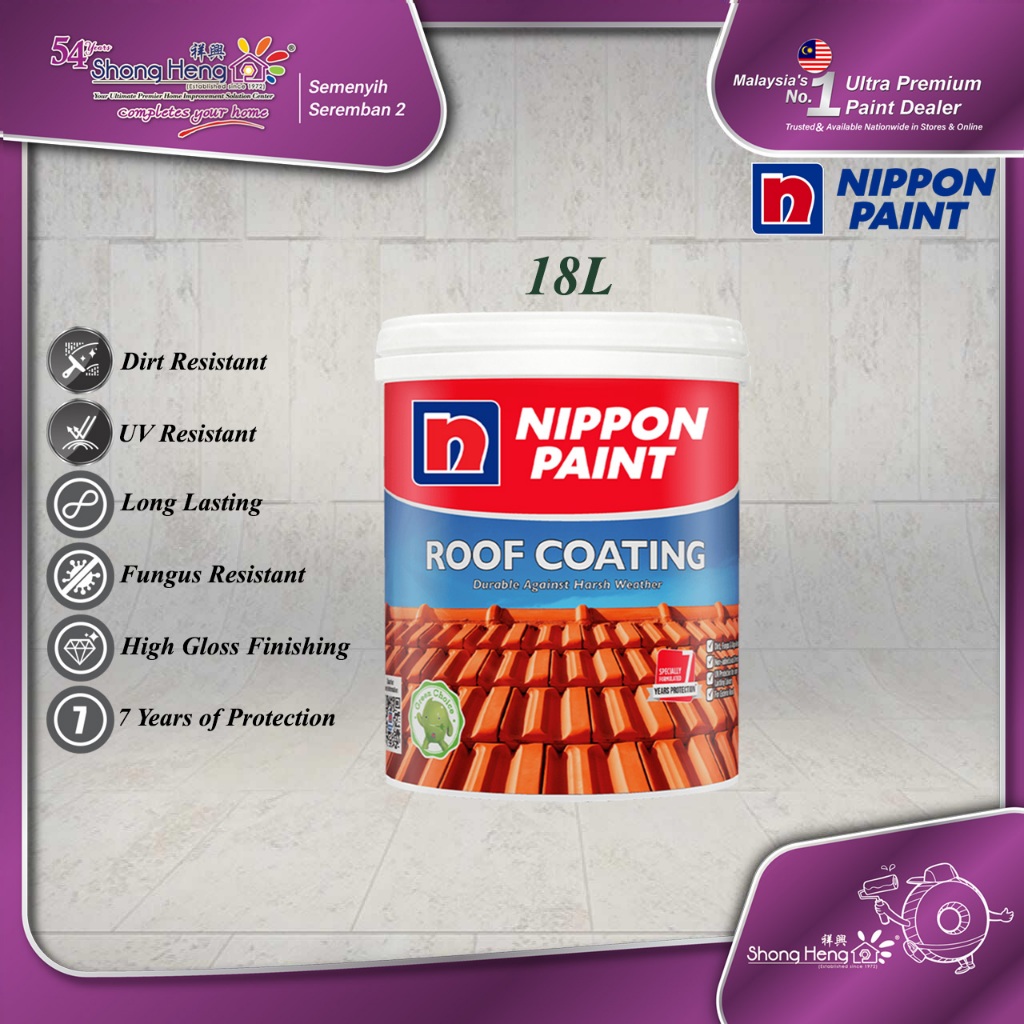 18L Nippon Roof Coating (Roof Paint) - Protection, Reflect, Heat, Seal ...