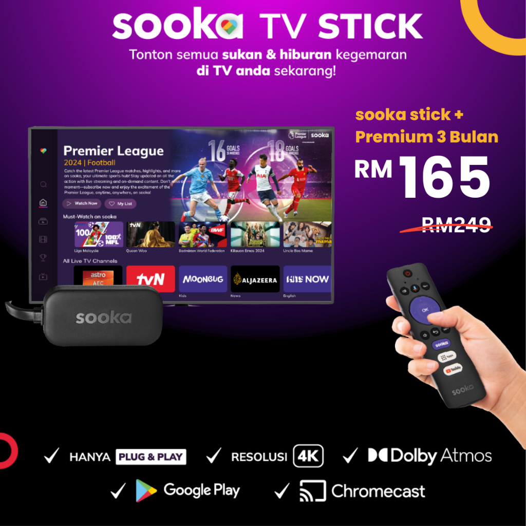 SOOKA 4K TV Stick - FREE with 3-Month Premium Plan (HDMI Streaming ...