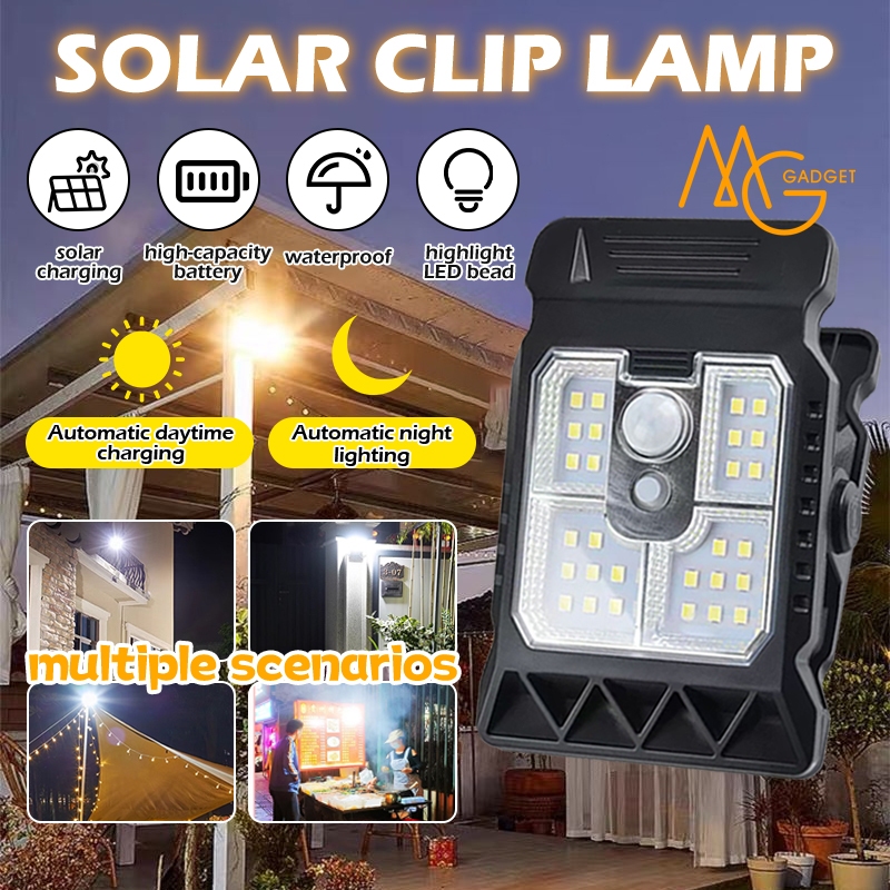 Lampu Solar Clip Light Outdoor Waterproof Motion Sensor Klip Lampu ...