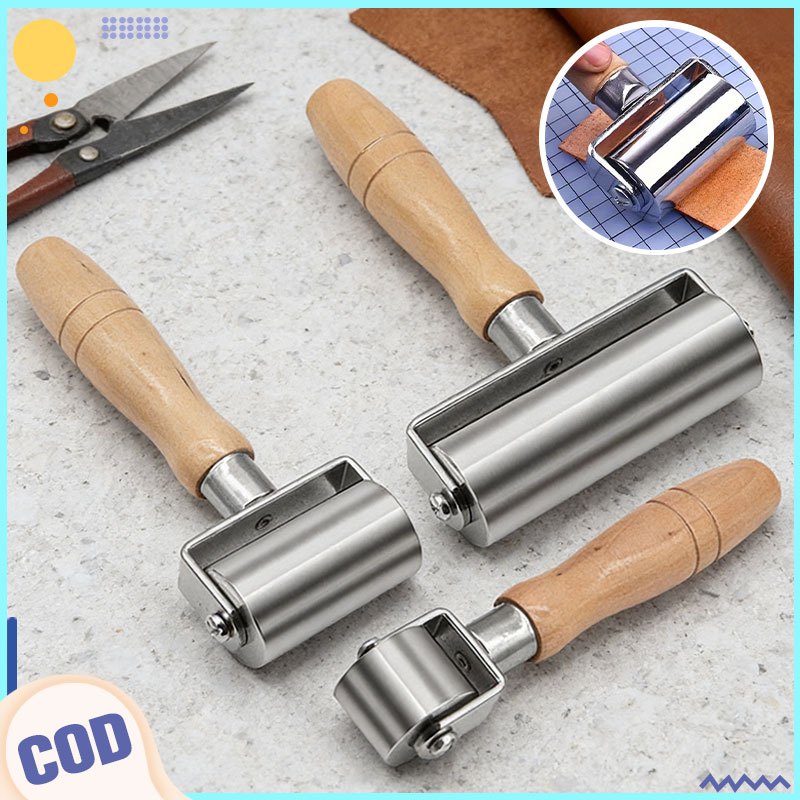 Leather craft Laminating Tool Iron Roller Hand Push Roller Edge Presser ...