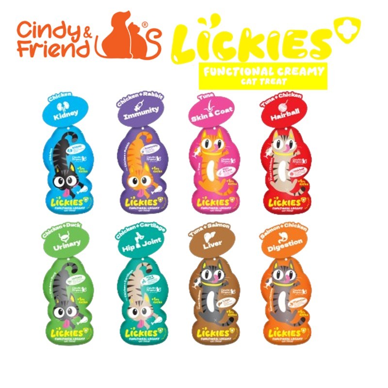 Cindy & Friend Lickies Functional Creamy Cat Treat 15g 5pcs | Shopee ...