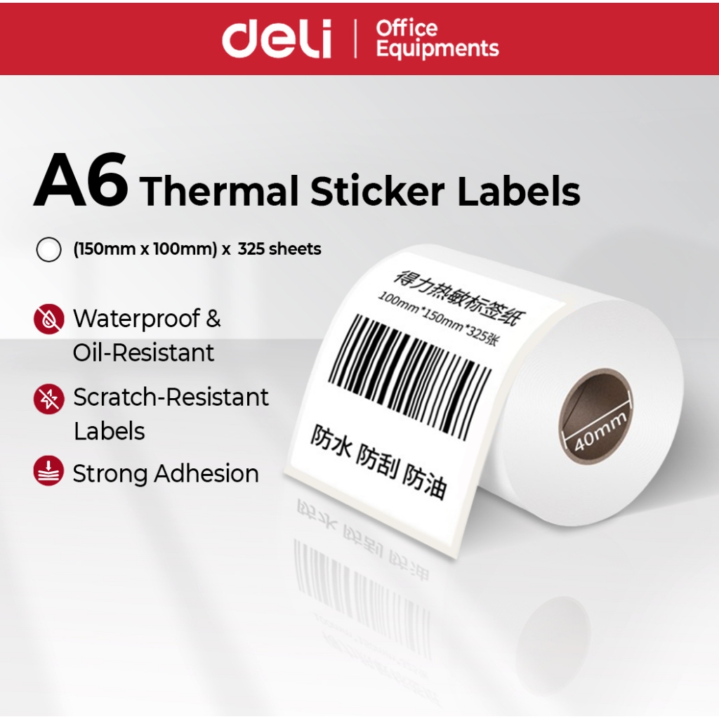 Deli A6 Thermal Sticker (15cm x 10cm - 4 in.) Waterproof Oil-resistant ...