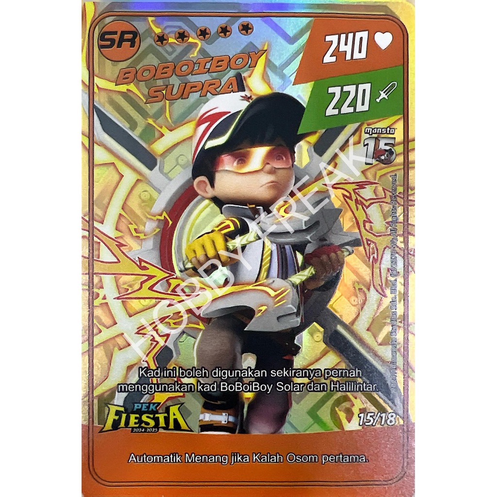 (RARE) KAD SR BOBOIBOY SUPRA 15/18 PEK FIESTA 2024 2025 KAD BOBOIBOY ...