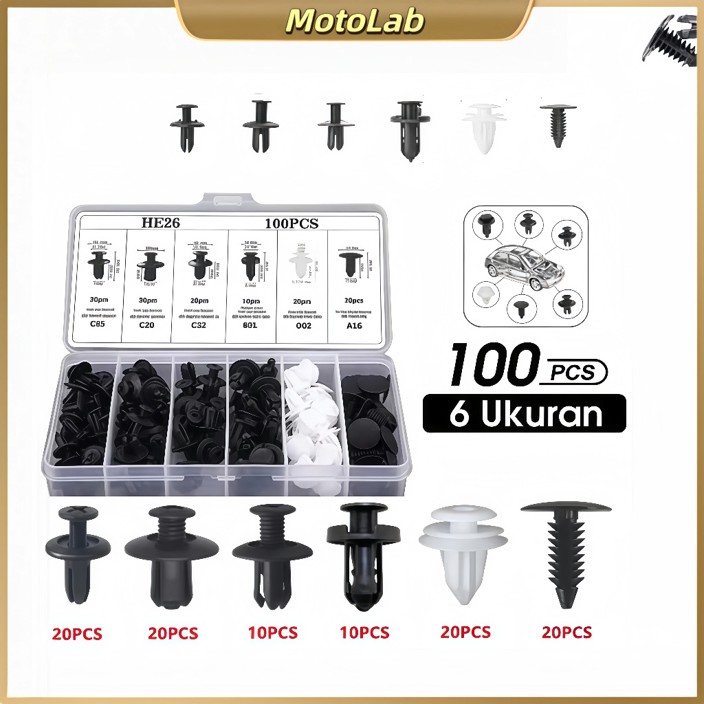 【MotoLab】Car Clip Rivet Push Pin Bumper Door Panel Retainer Trim Clips ...