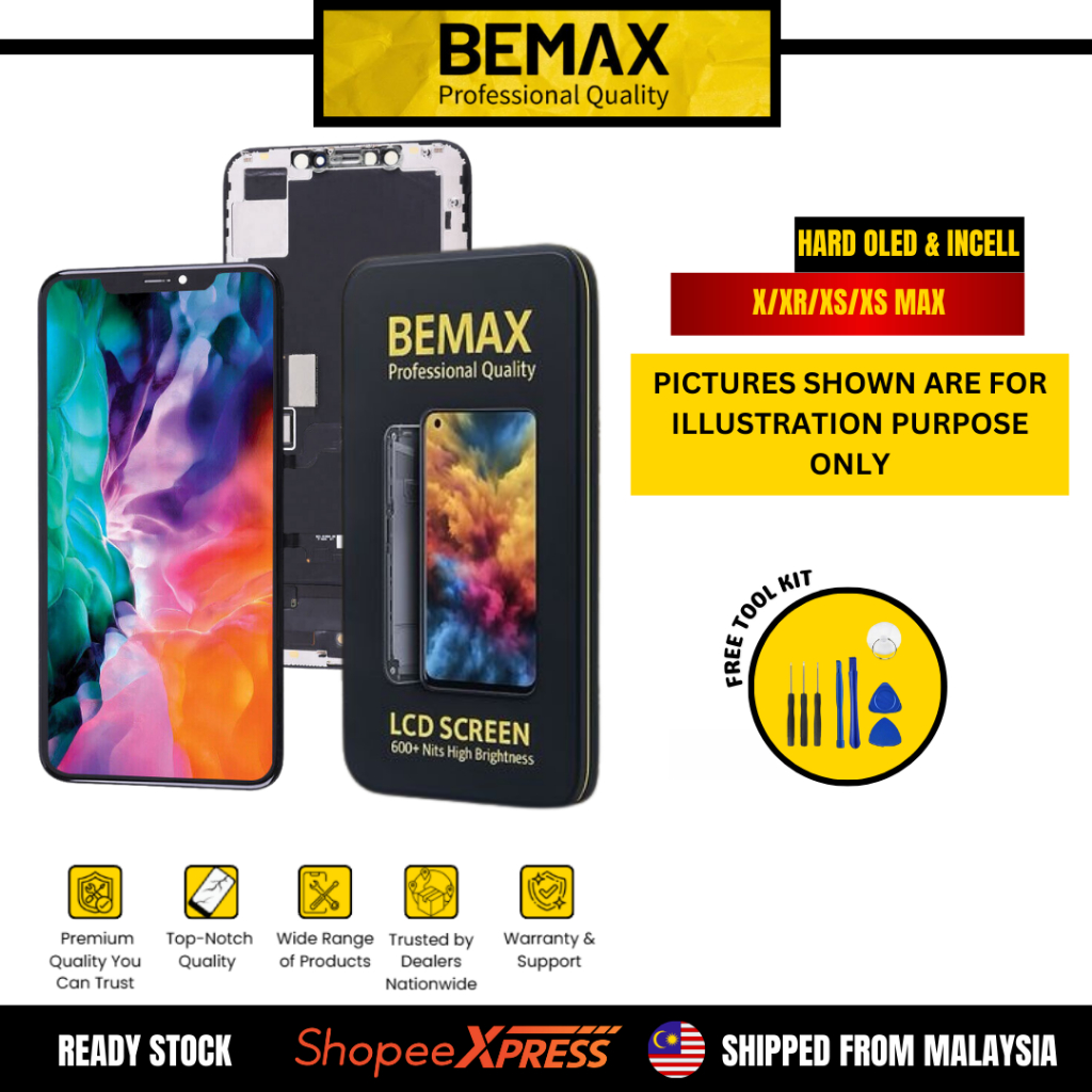 [BEMAX] COMPATIBLE FOR X/XR/XS/XS MAX LCD Touch Screen Digitizer (3 ...