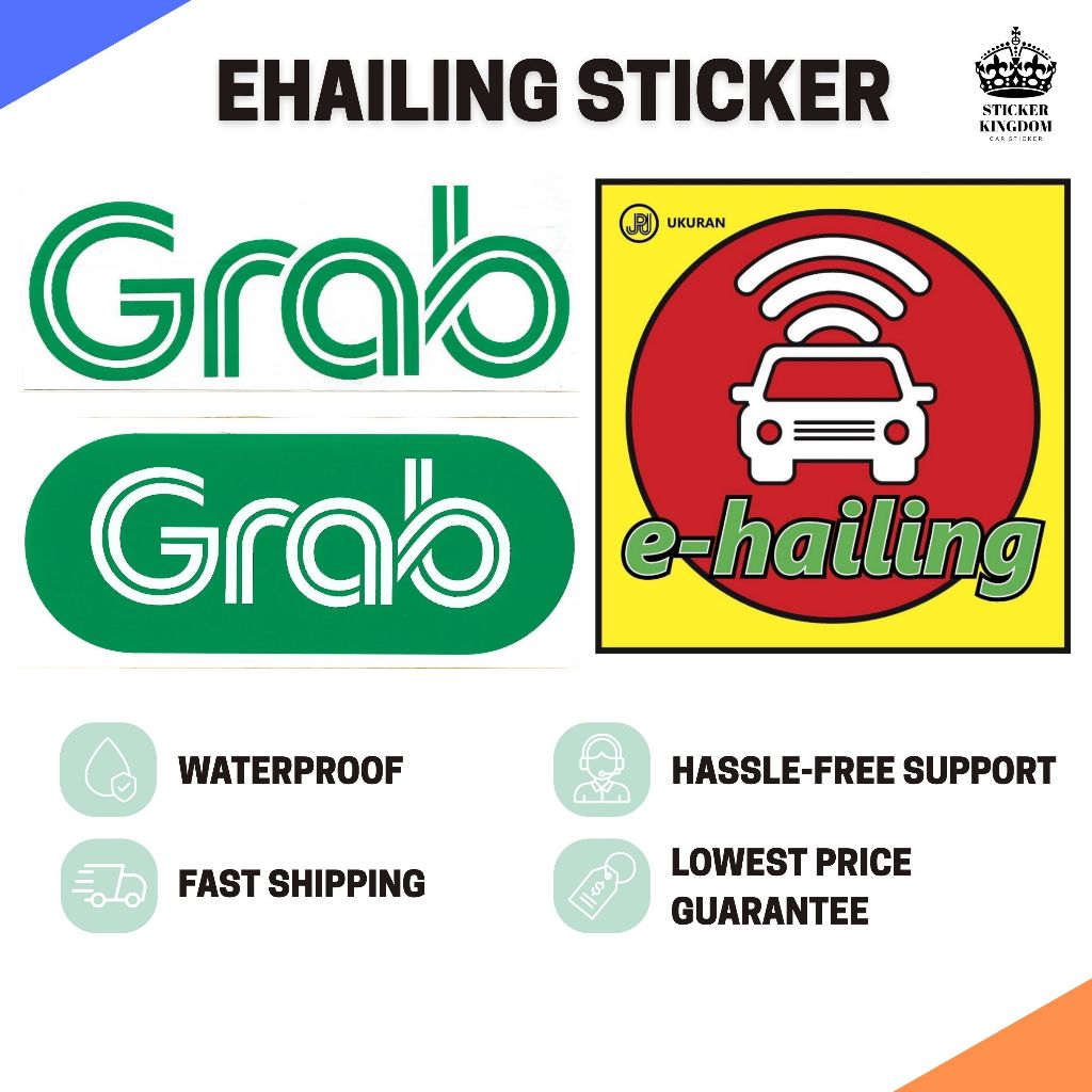 EHAILING STICKER FOR E-HAILING DRIVER USE GRAB STICKER UNTUK PEMANDU ...
