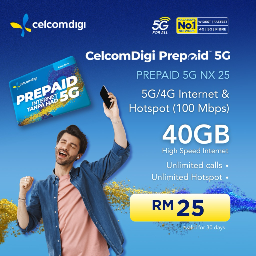 [TERMASUK BULAN PERTAMA] [PILIH NOMBOR CANTIK] CELCOMDIGI PREPAID NV25 ...