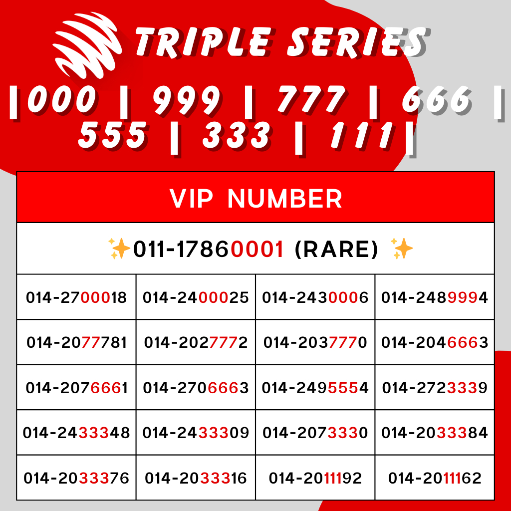 🔥 Hotlink VIP Number | VIP 号码 | Triple Series | 000 999 777 666 555 333 ...