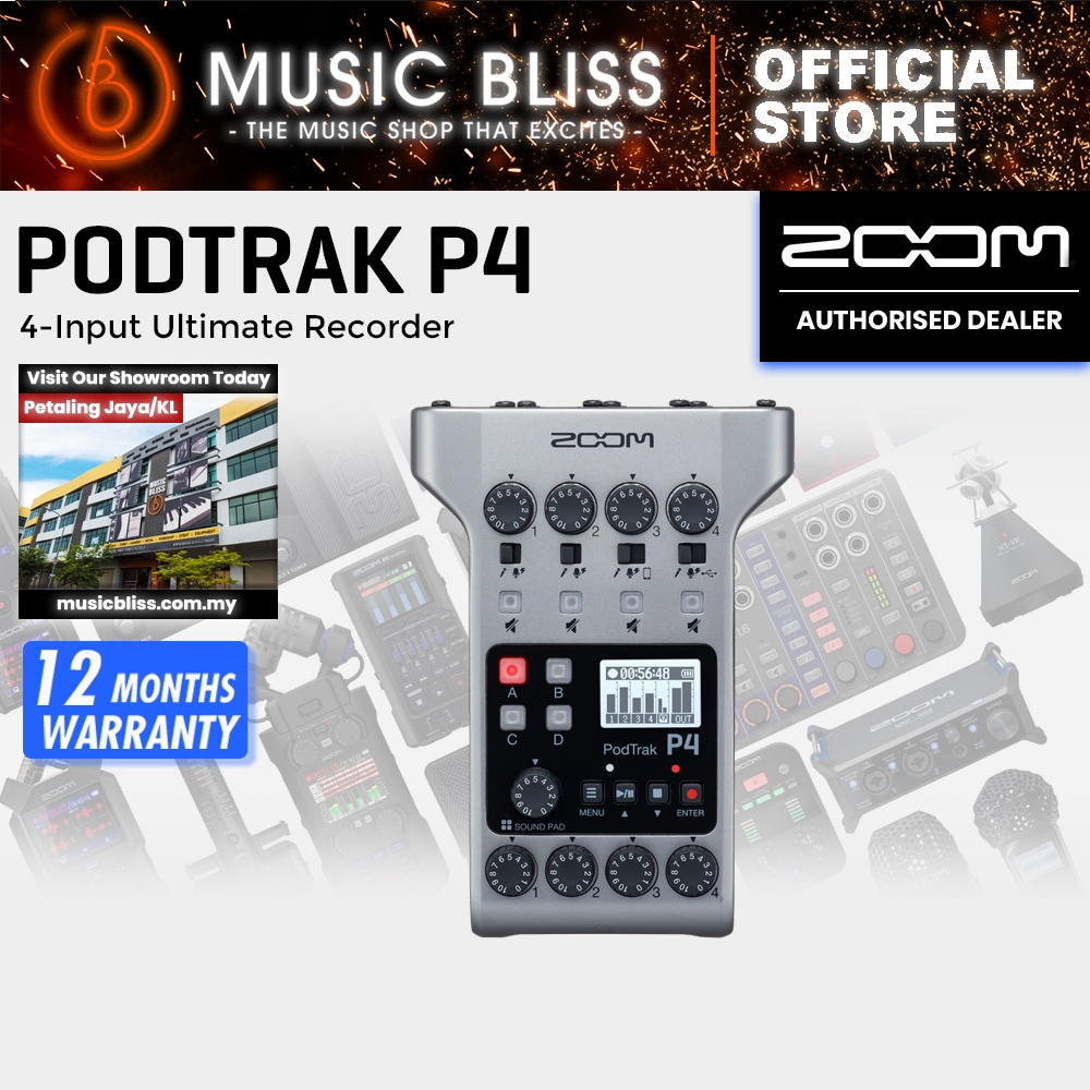 Zoom PodTrak P4 4-input Ultimate Recorder for Podcasting with 0% ...