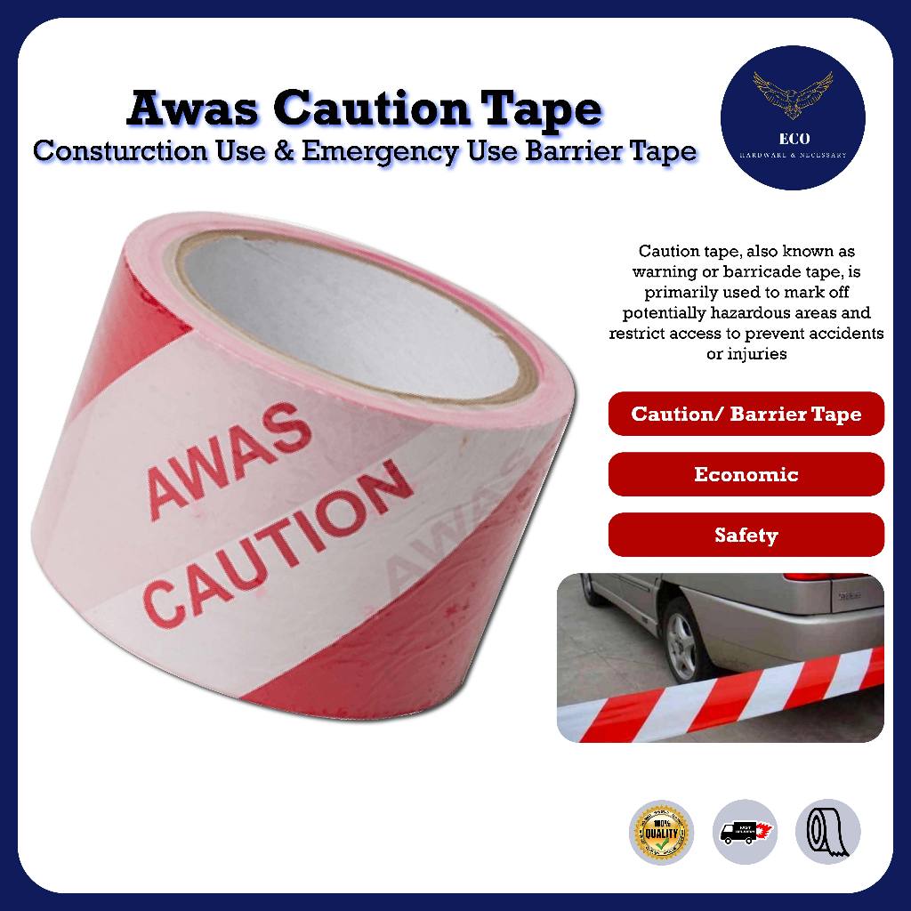 Red White Tape Barricade Warning Tape Amaran AWAS Caution Tape 2inch ...