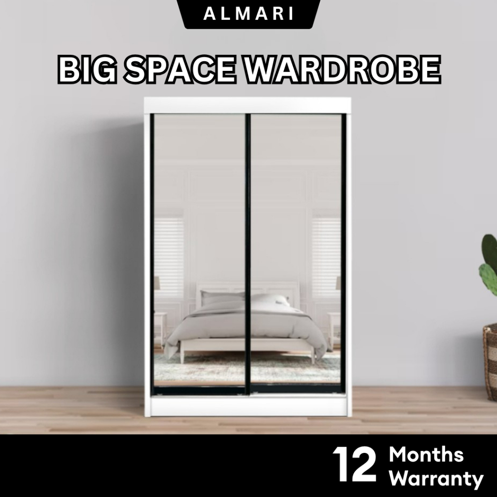 Free Install Almari Baju /Wardrobe Sliding Door /Anti-Jump Wardrobe/4ft ...