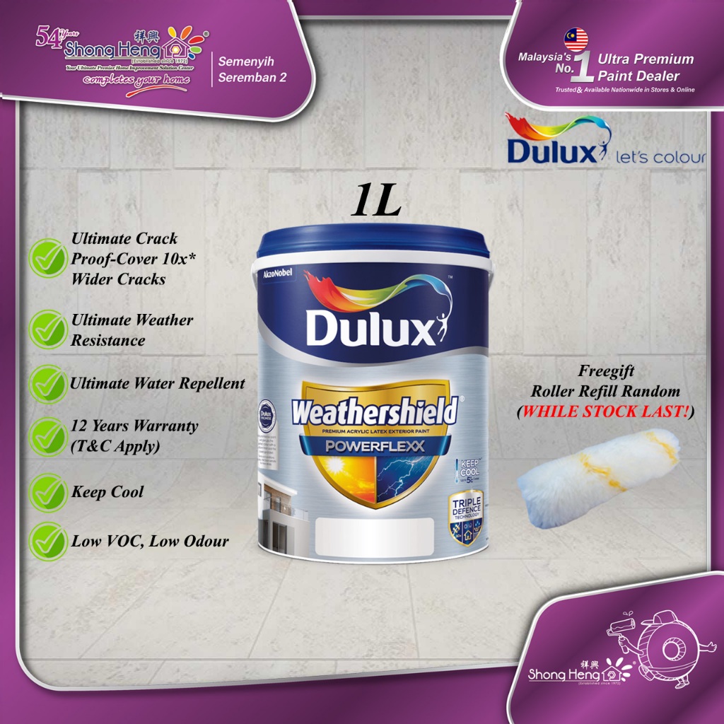 1L - Dulux Weathershield Powerflex - Exterior - Color Options | Shopee ...