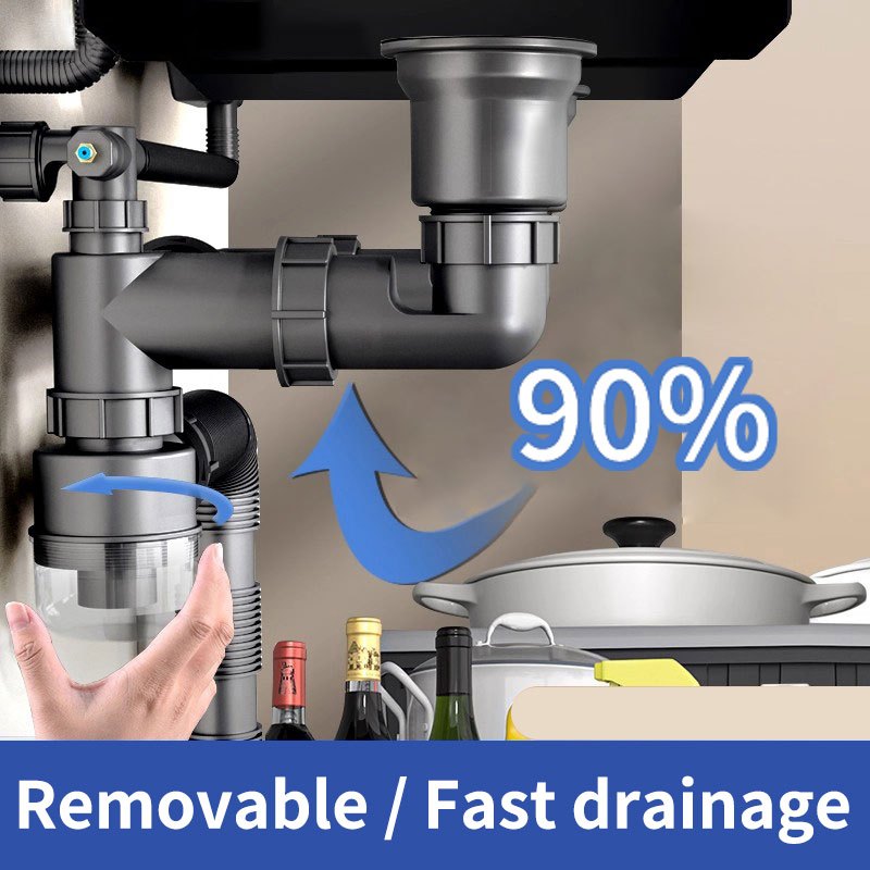 【General Standard】Kitchen sink water pipe fittings double tank drain ...