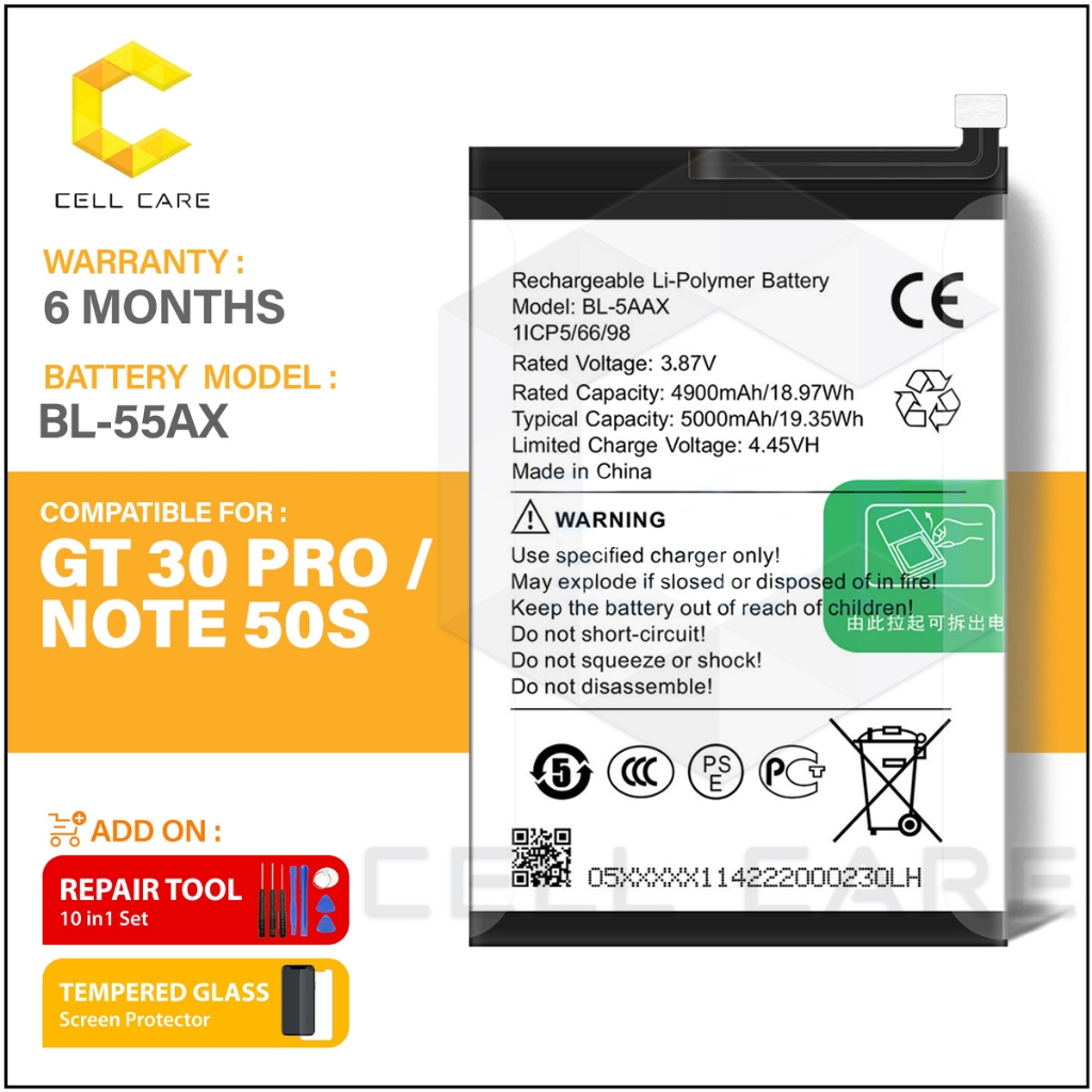 Battery For INFINIX GT 30 PRO X6873 / INFINIX NOTE 50S X6870 , BL-55AX ...
