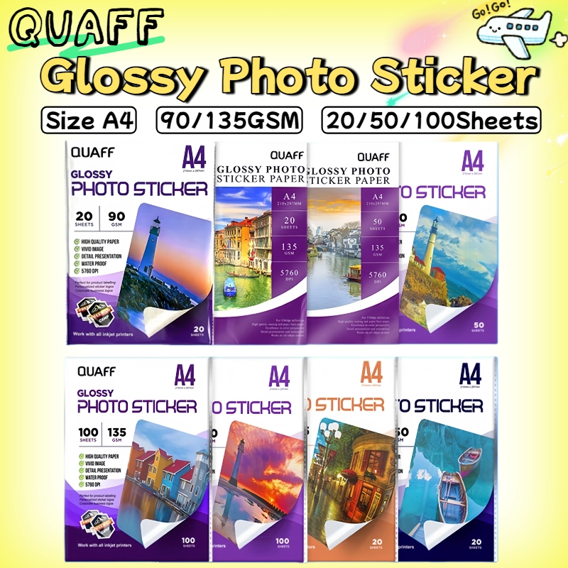 50+20Sheet Waterproof photo stickers matte A4/A3 size stickers glossy ...