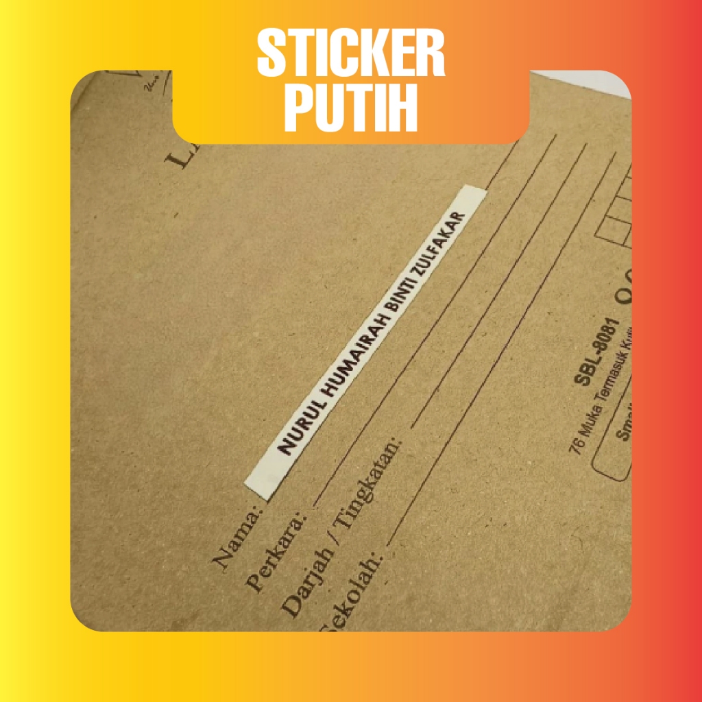 [SIAP HARI INI] STICKER NAMA PANJANG PUTIH / TRANSPARENT SEKOLAH BUKU ...
