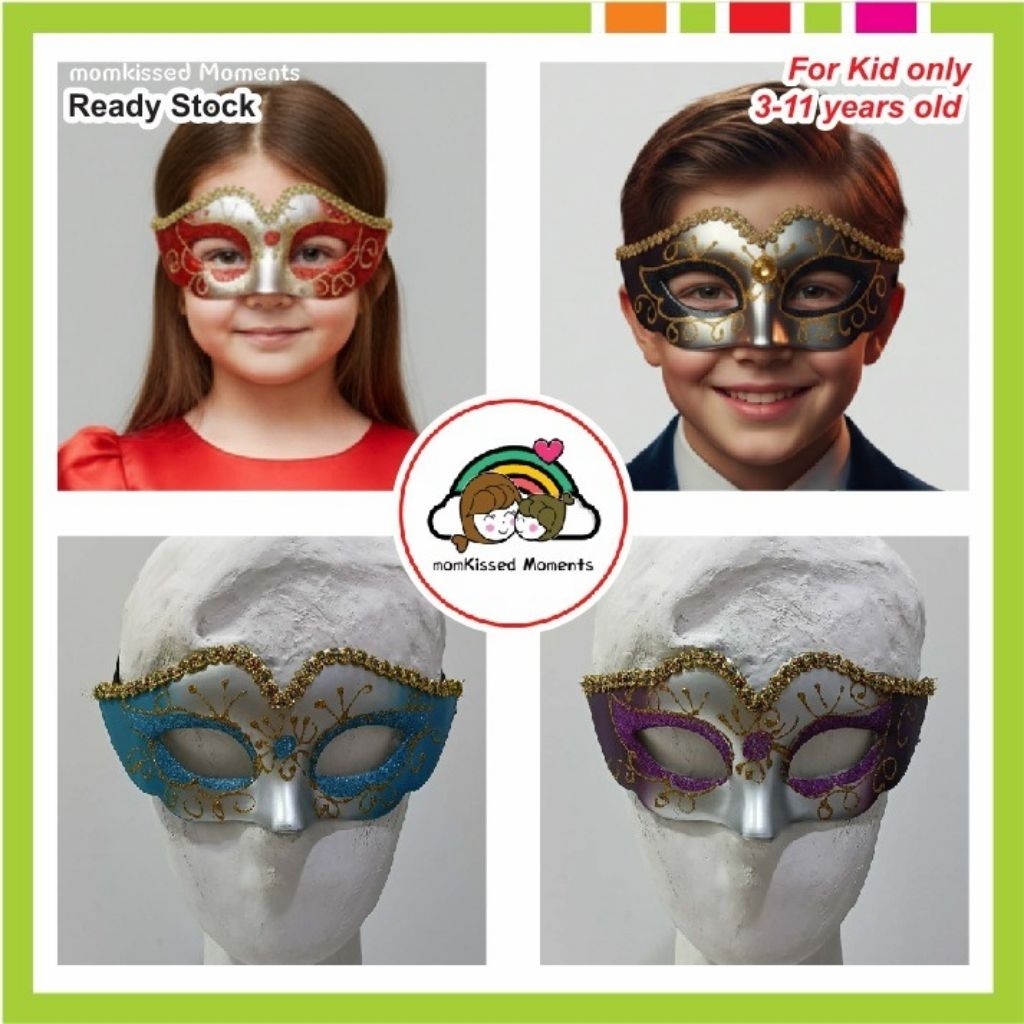 🎀🇲🇾Stock🎀 Glitter Children Masquerade Mask Kid Party Mask Party Mask ...