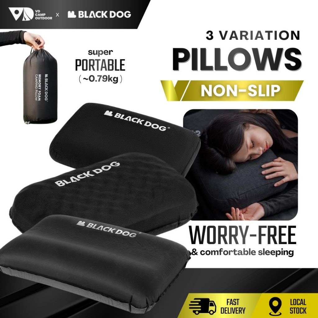 BLACKDOG Camping Auto Inflate Sponge Pillow Memory Foam Bed Mattress ...