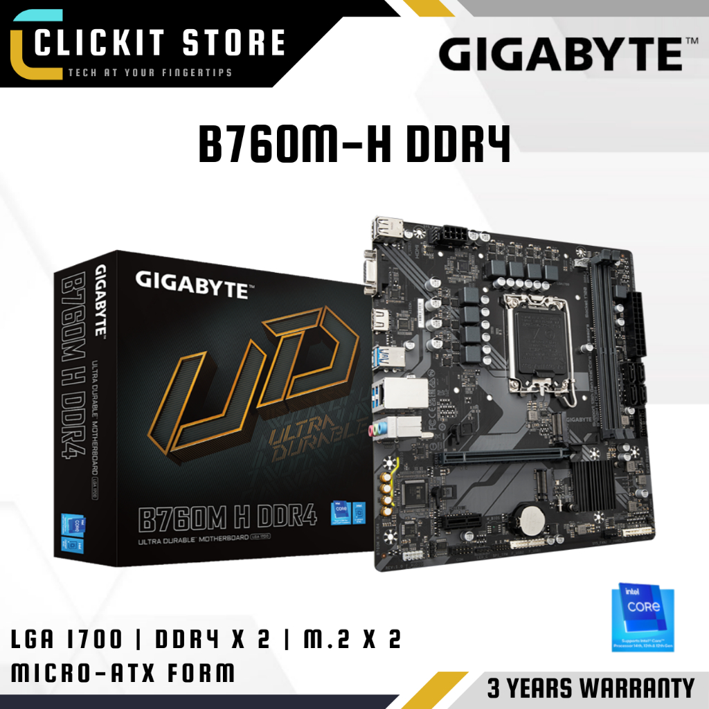 GIGABYTE B760M-H DDR4 Motherboard | LGA 1700 , 2x DDR4 , PCIe 4.0 ...