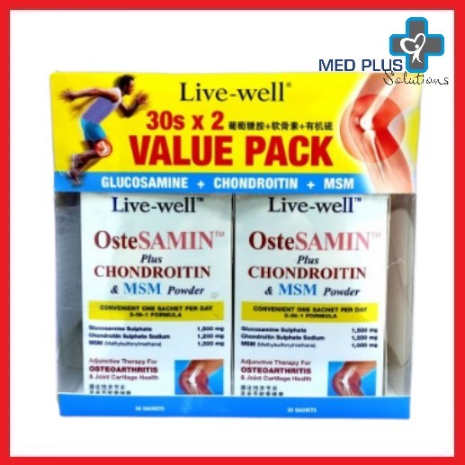Live-well Ostesamin plus Chondroitin & MSM Powder 30 sachets x 2 FOC 5 ...