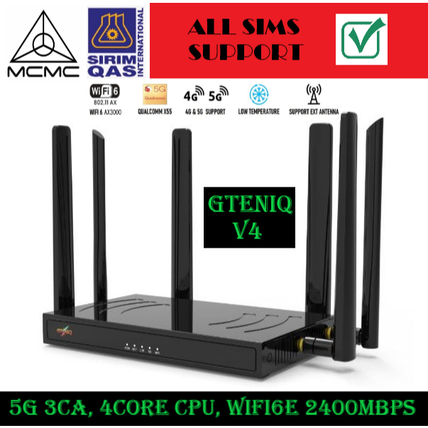 GteniQ iQ02X55 v4 5G 3CA 4G5G Modem Wifi 6 Router AX3000 Support Ext ...