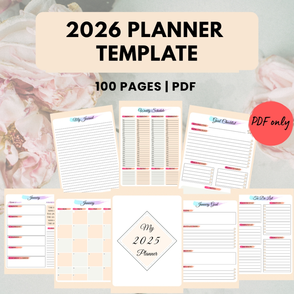 [PDF] Printable Planner 2026 Calendar Planner Template Monthly Planner ...