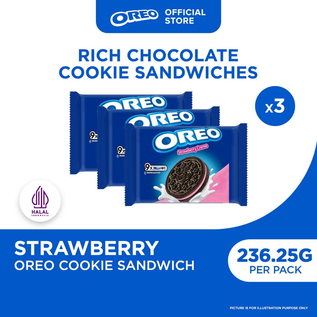 Oreo Strawberry Chocolate Sandwich Cookies 236.25g (Bundle of 3/5/12 ...