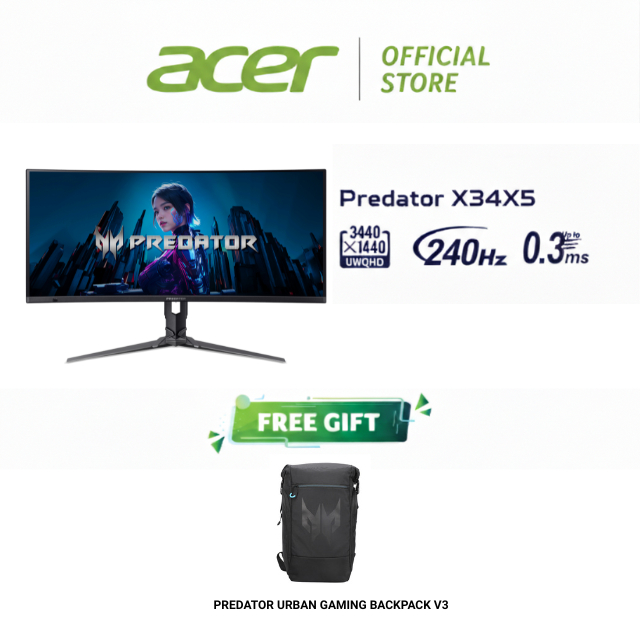 Acer Predator Monitor X34X5 (34''/QD-OLED Curved/UWQHD 3440 x 1440 ...