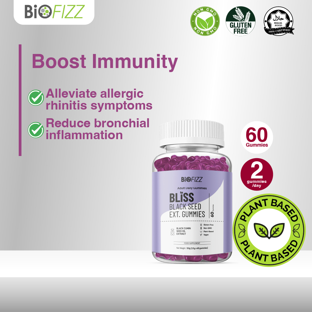 BIOFIZZ Halal Bliss Black Seed Gummy Boost Immunity Skin Lightening ...