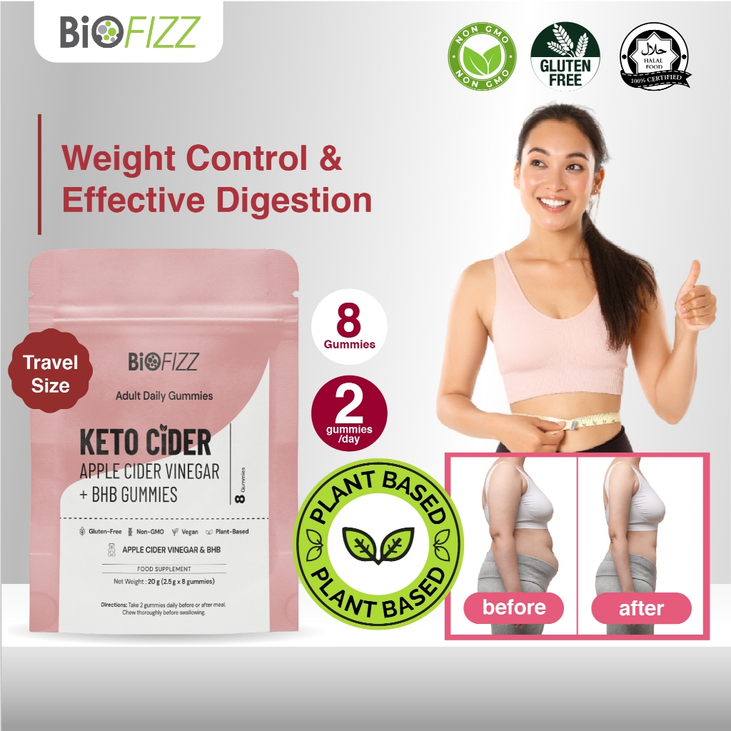 BIOFIZZ Halal Keto Apple Cider Vinegar Gummy Digestion Cleanse Weight ...