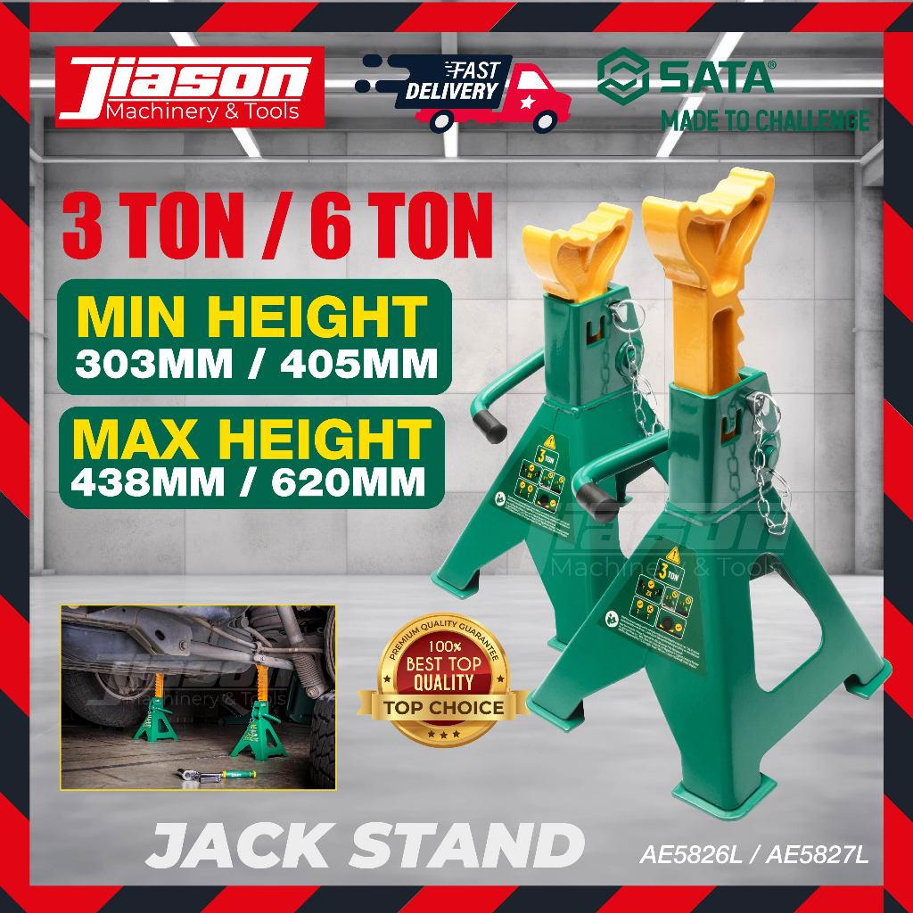 SATA AE5826L / AE5827L 3 Ton / 6 Ton Penyokong Bicu / Jack Stand (1 ...