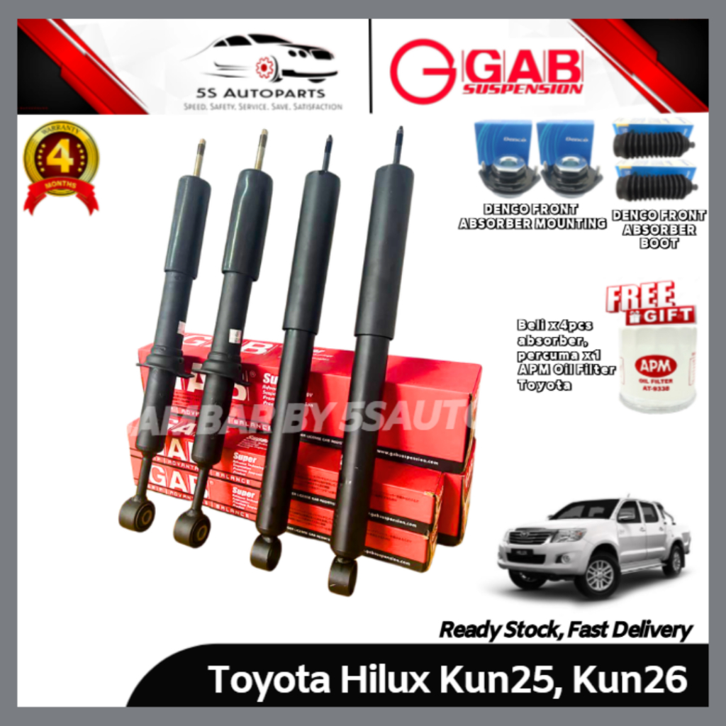 GAB Toyota Hilux KUN25, KUN26 Front (Depan) & Rear (Belakang) Gas Shock ...