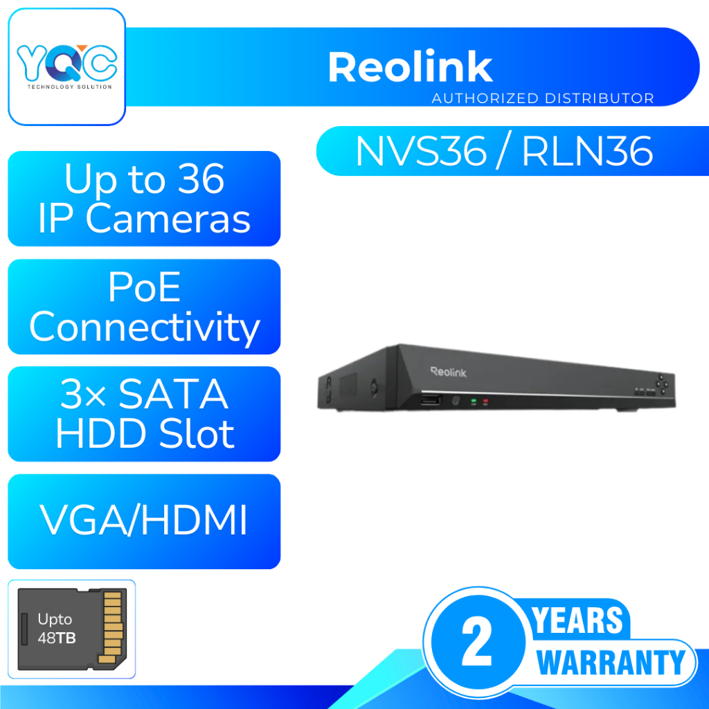 Reolink NVS36 RLN36 NVR 36 Channel NVR HD IP Cameras Integrated O/I ...