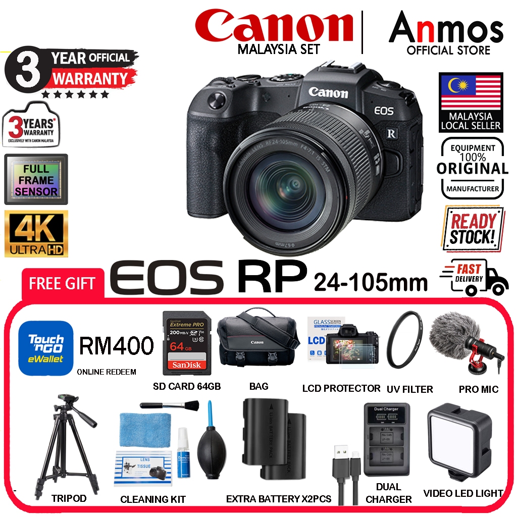 Canon EOS RP Body + RF 24-105mm F4-7.1 Lens /VLOG SET(OFFICIAL3 Years ...