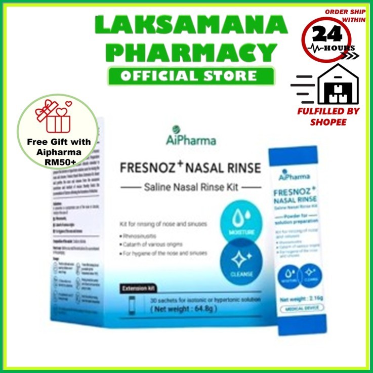 [EXP: 2026] AiPharma Fresnoz+ Nasal Rinse Saline Nasal Rinse Kit 30's ...